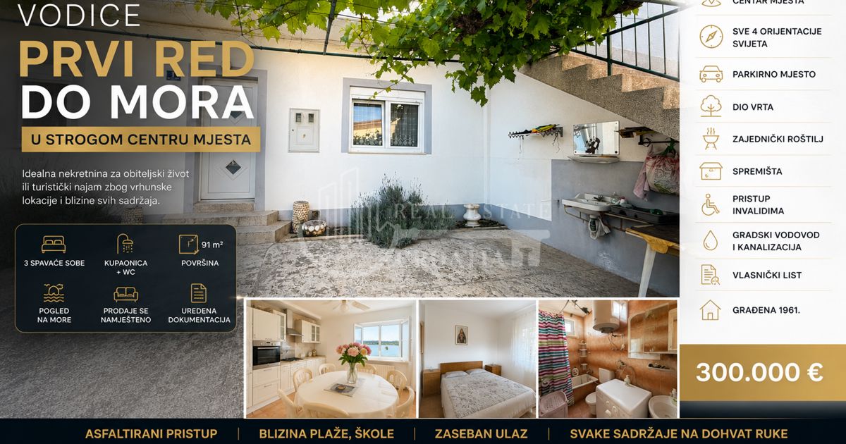 VODICE – PRVI RED DO MORA U STROGOM CENTRU MJESTA | INDEX OGLASI